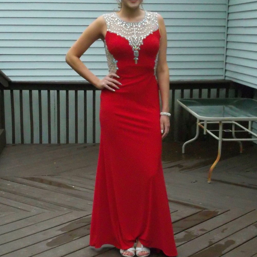 Red Beaded Prom Dress - Gem